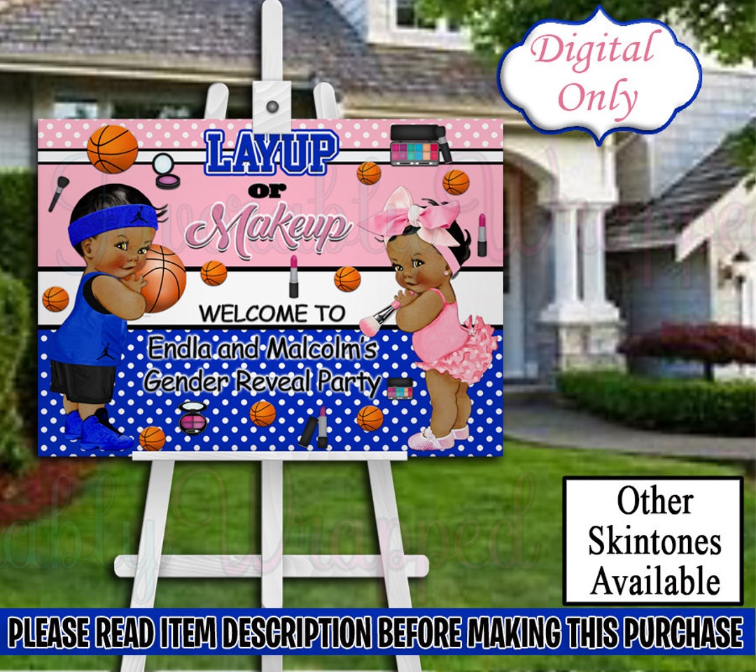 Layup or Makeup Gender Reveal Welcome Sign-layup or Makeup Sign-welcome ...