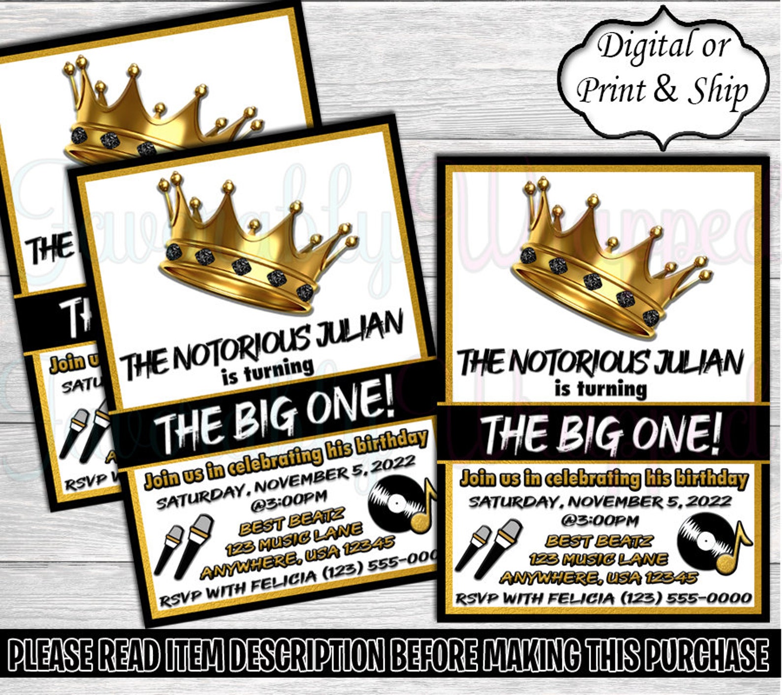 Notorious Invitation-notorious One Invitation-notorious Chip - Etsy