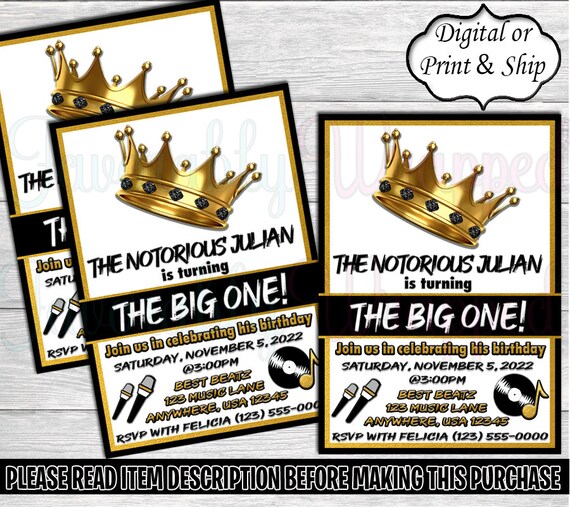 Notorious Invitation-notorious One Invitation-notorious Chip - Etsy