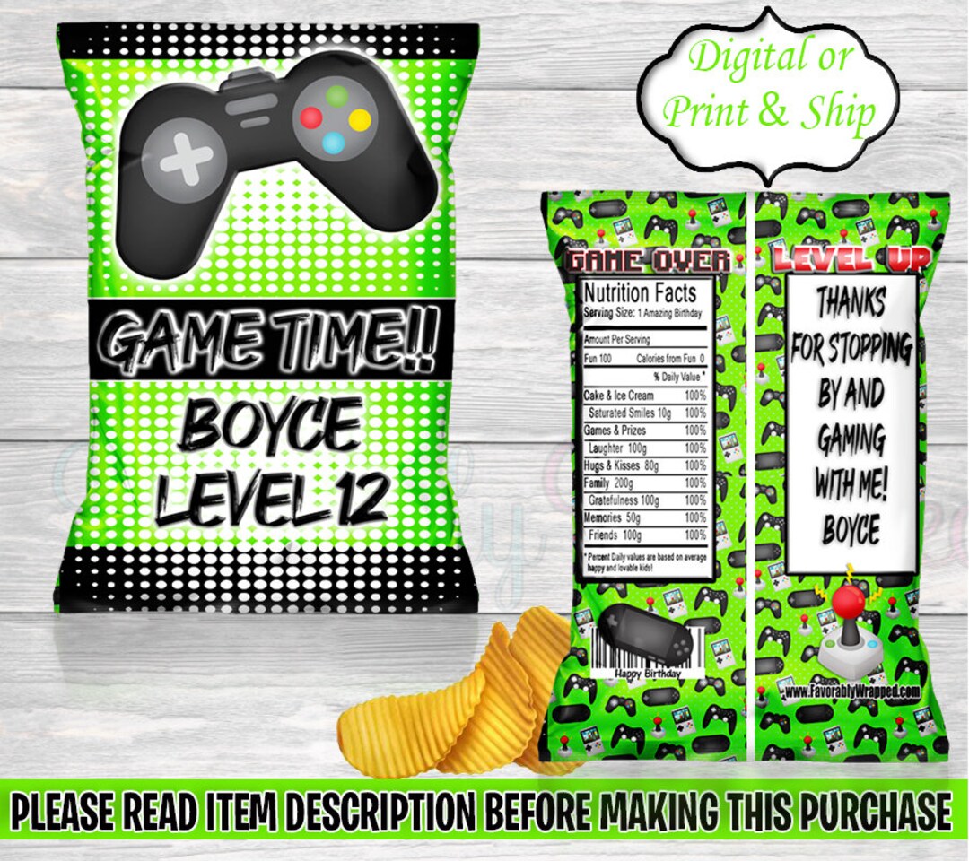 Gamer Chip Bag-gamer Birthday-gamer Party-gamer Party Favors-gamer ...