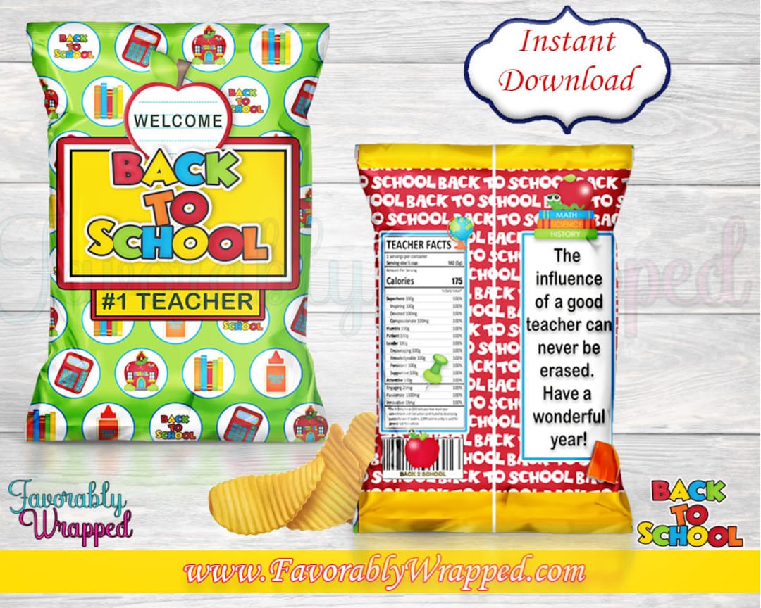 Back to School TEACHER Chip Bags-treat Bags-favor Bags-back to School ...