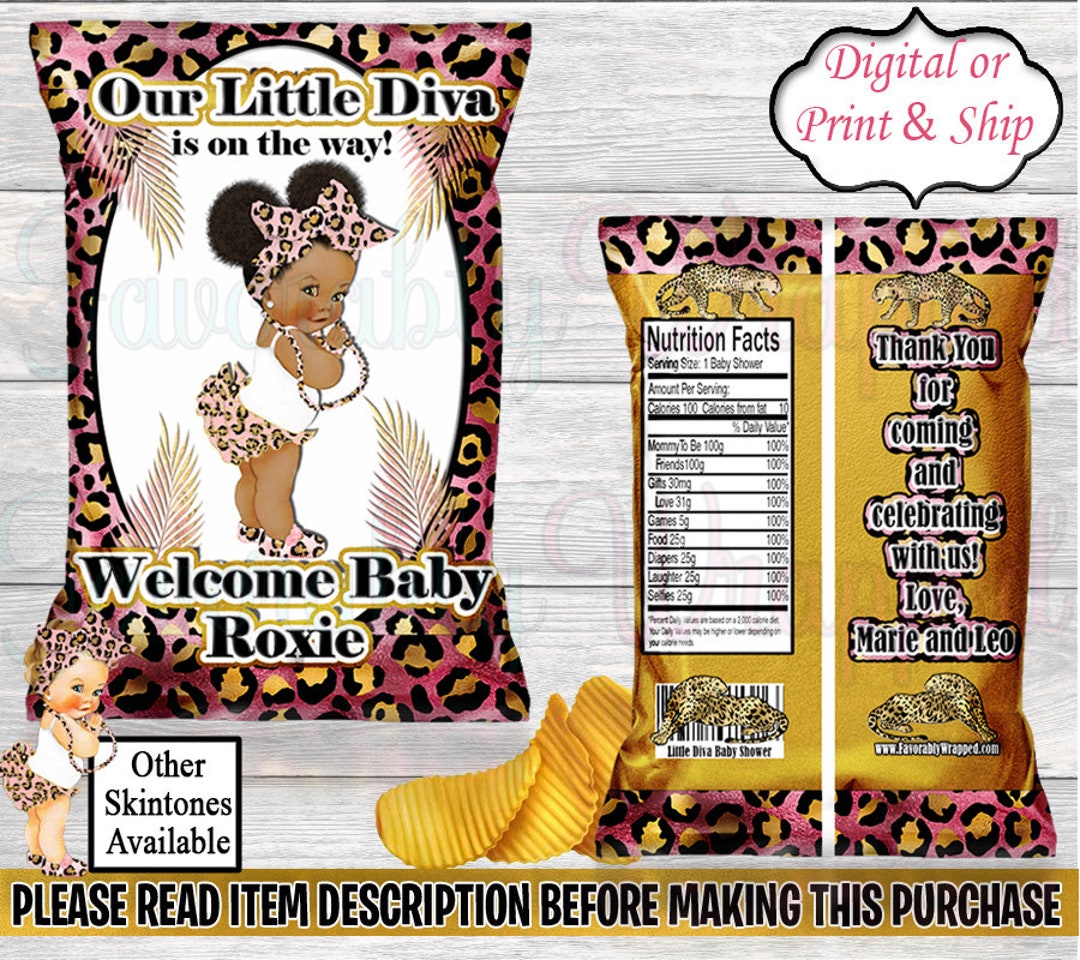 Cheetah Chip Bag-cheetah Baby Shower-cheetah Birthday-leopard Chip Bag ...