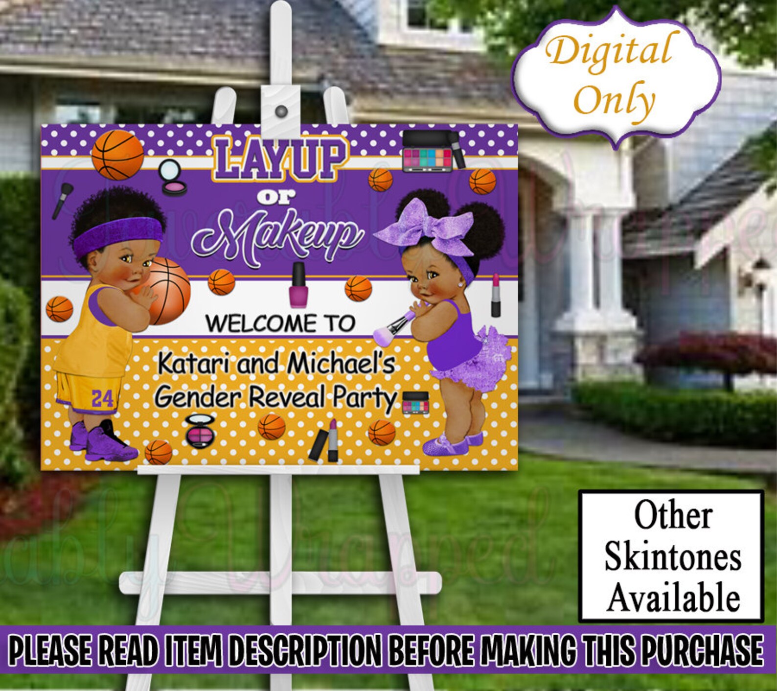 Layup or Makeup Gender Reveal Welcome Sign-layup or Makeup - Etsy