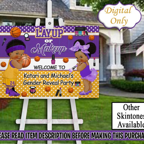 Layup or Makeup Gender Reveal Welcome Sign-layup or Makeup - Etsy