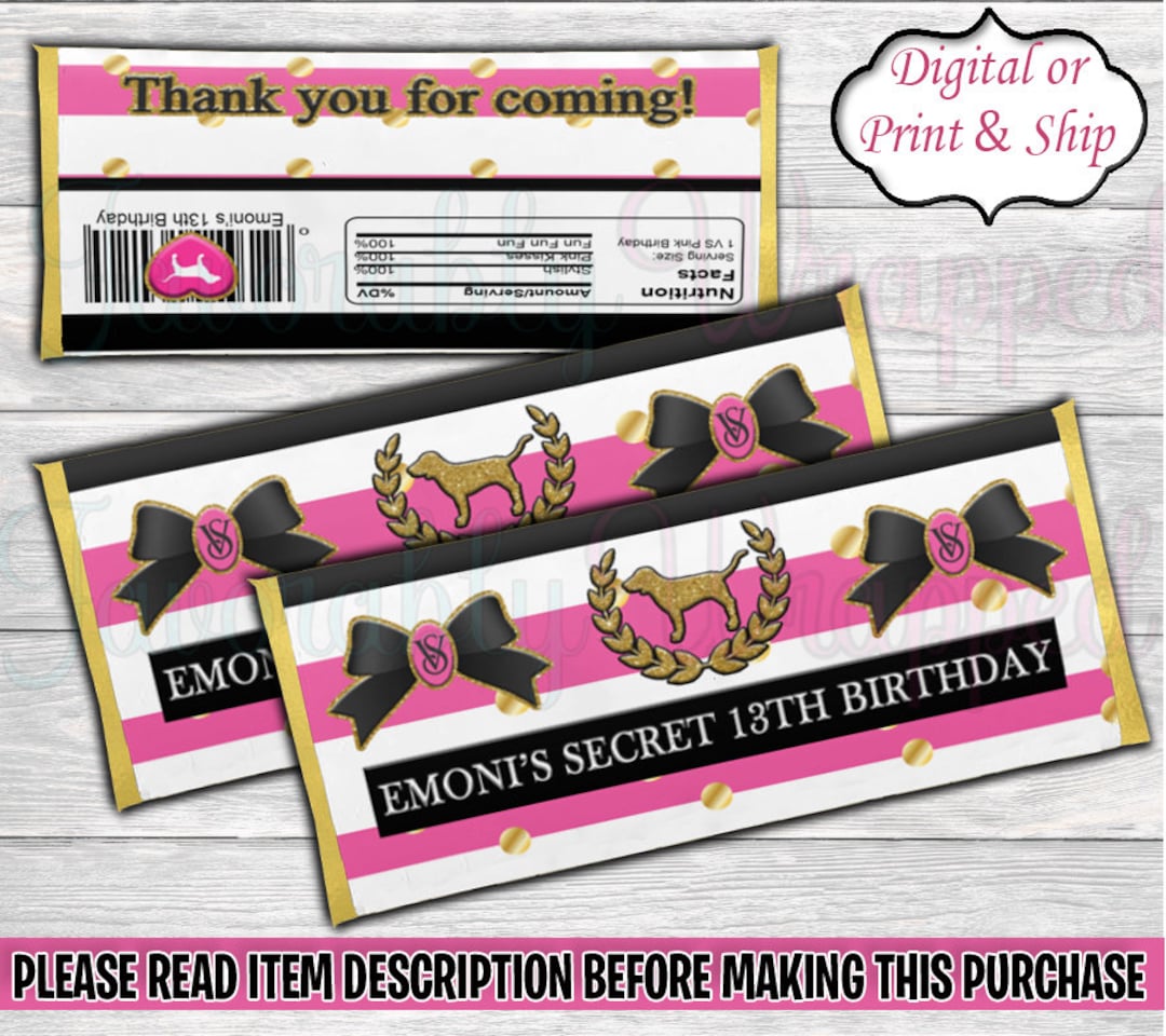 Victoria Secret Love Pink Chocolate Bar Wrapper-vs Pink Birthday-vs ...