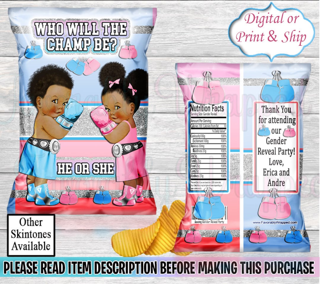 Boxing Chip Bag-boxing Gender Reveal Party-boxing Baby Shower-boxing ...