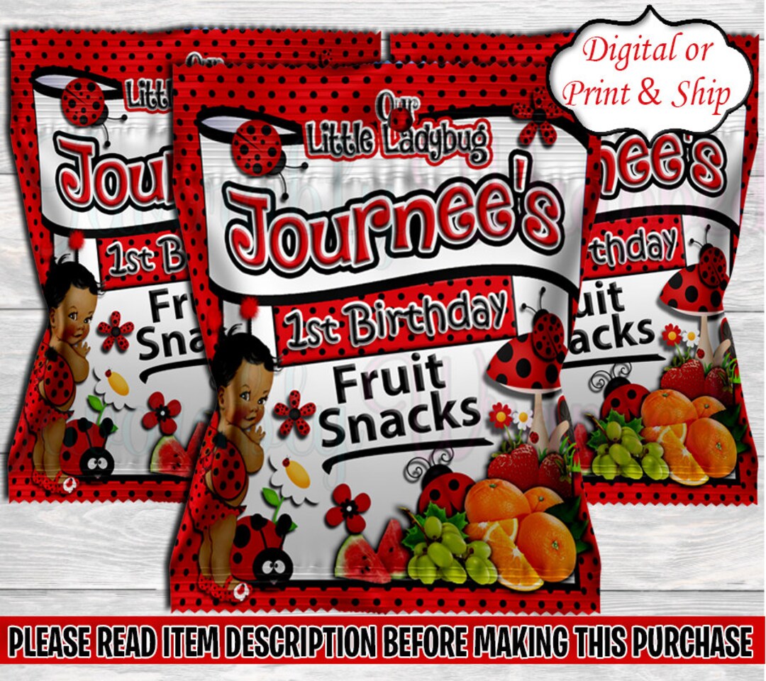 Ladybug Fruit Snack Wrappers-ladybug Birthday Party-ladybug Birthday ...