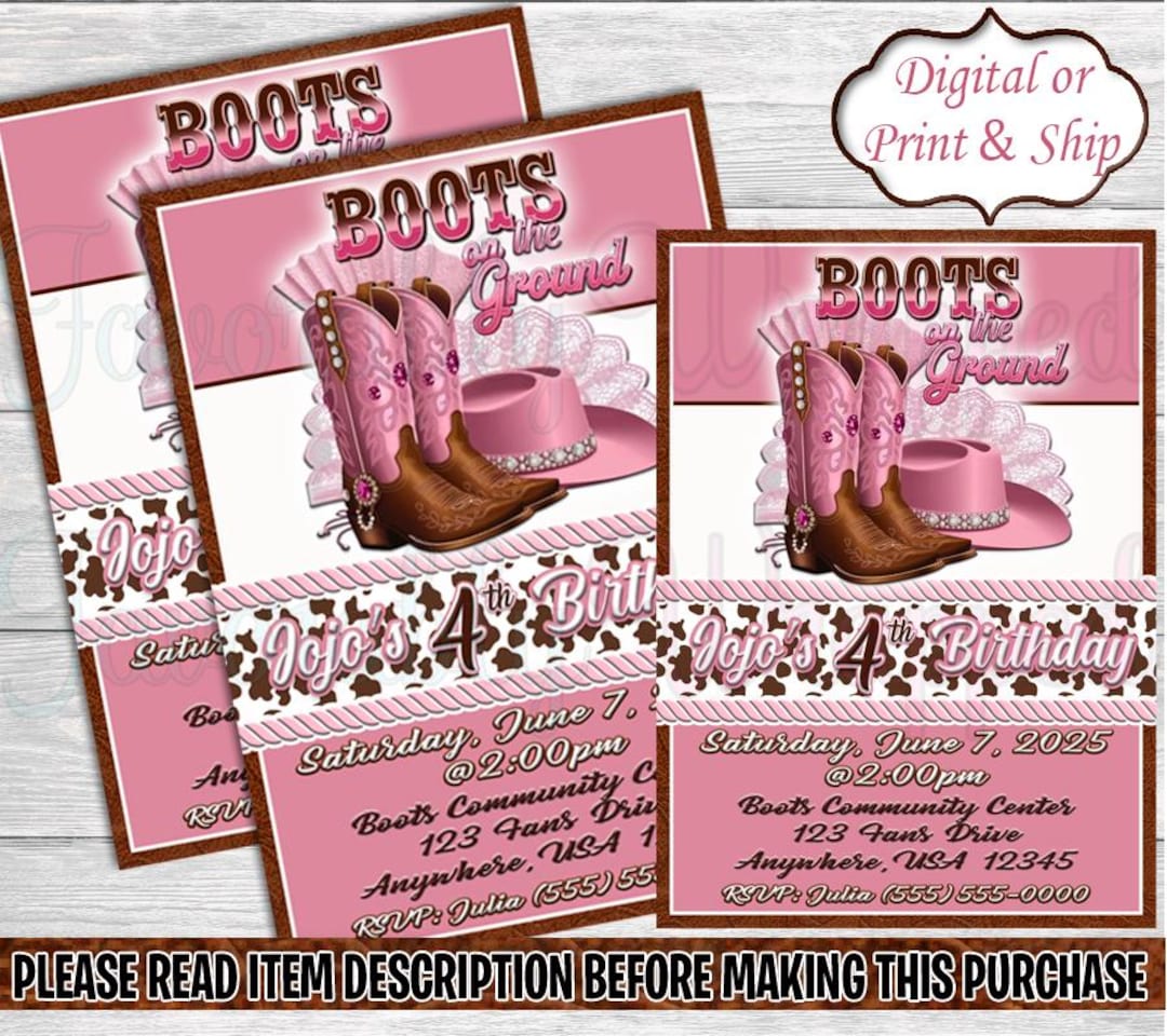 Boot on the Ground Invitation-where Them Fans at Invitation-cowgirl ...