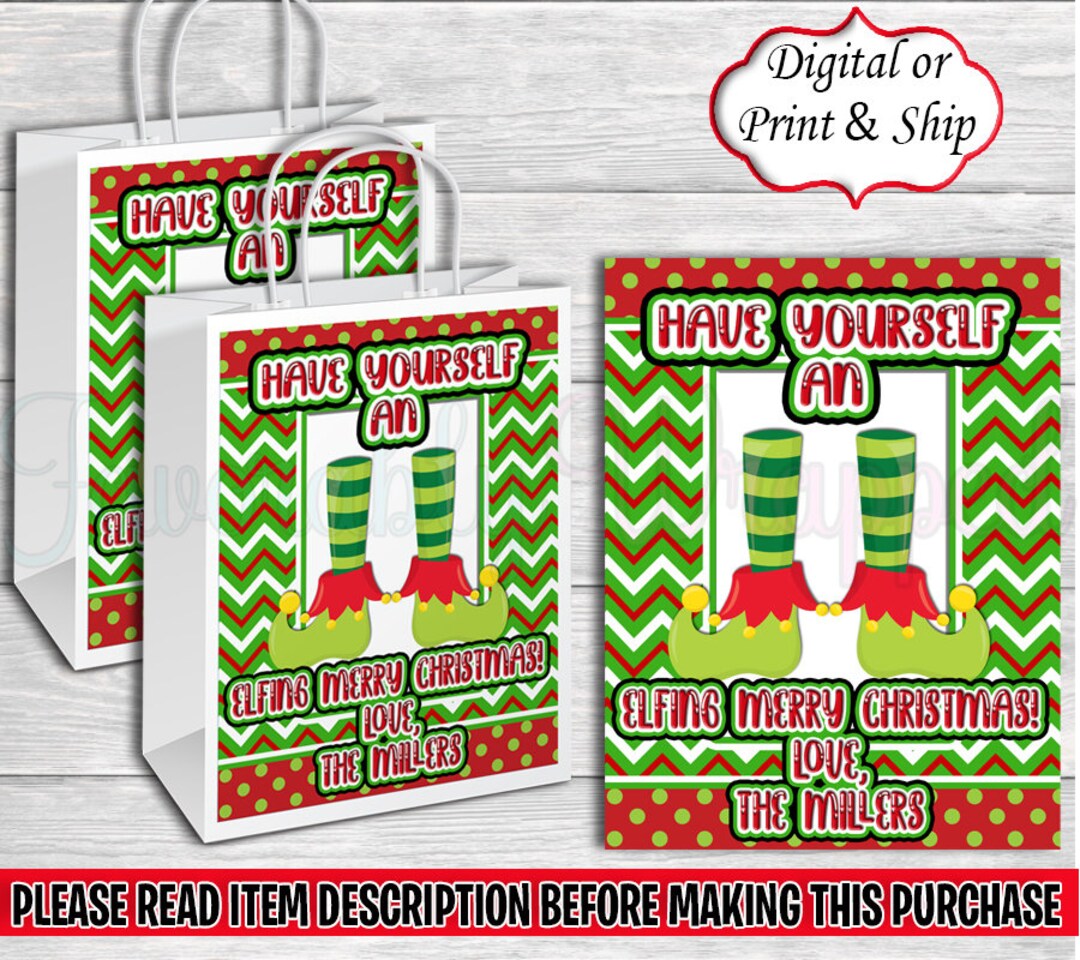 Elfing Merry Christmas Gift Bag-Christmas Gift Bag Labels-Christmas ...