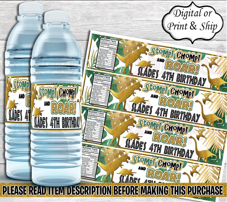 Stomp Chomp and Roar Water Label-stomp Chomp and Roar Chip | Etsy