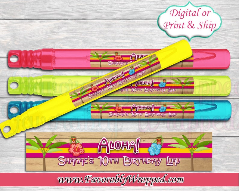 Aloha Bubble Wand Labels-hawaiian Bubble Wand Labels-luau - Etsy
