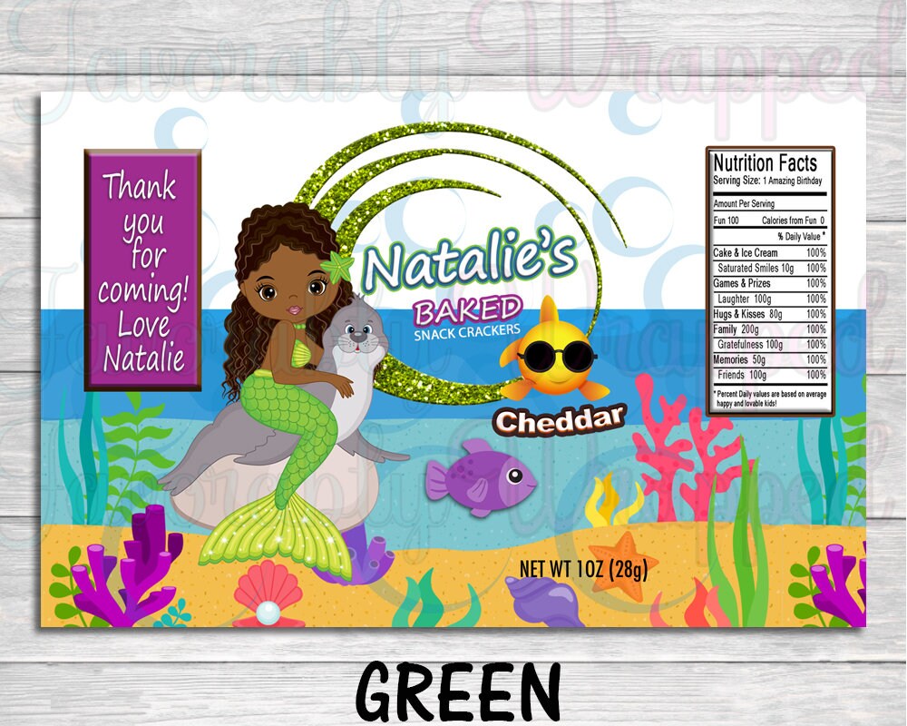 Mermaid Birthday Goldfish Cracker Wrappers-mermaid Goldfish Crackers ...