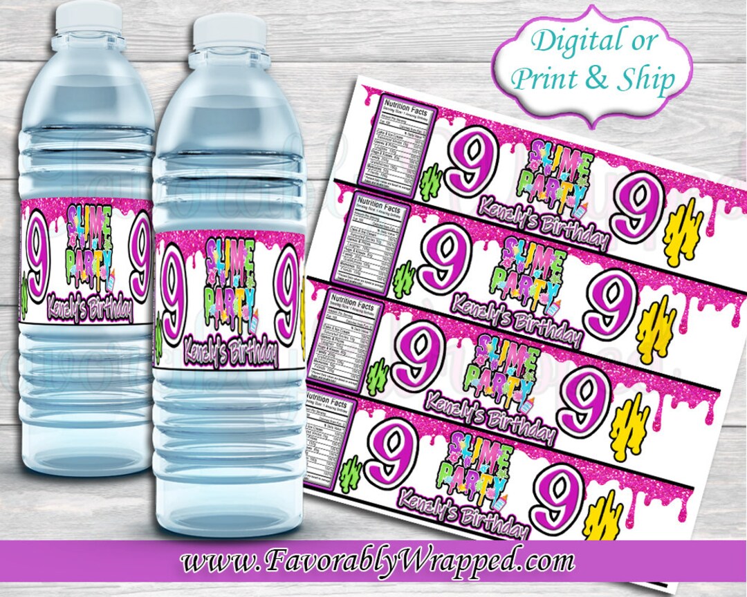 Slime Water Bottle Labels-slime Birthday-slime Party-water Labels-slime ...