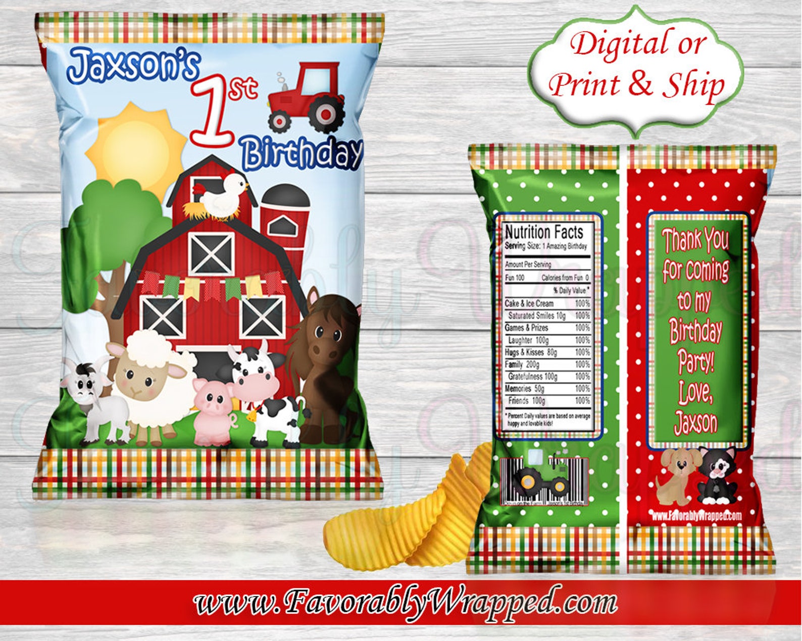 Barnyard Chip Bags-farm Chip Bag-farm Birthday-farm Party-chip Bag ...