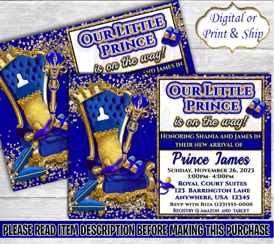 Royal Prince Invitation-royal Prince Baby Shower-royal Prince Party ...
