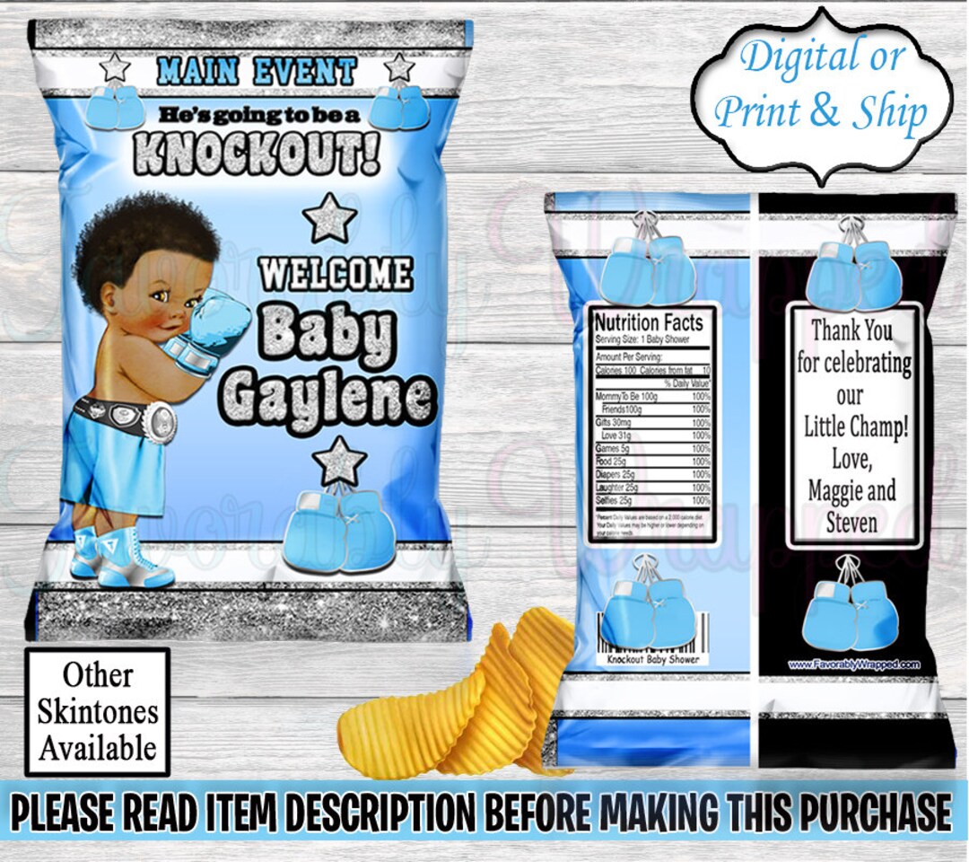 Boxing Chip Bag-boxing Gender Reveal Party-boxing Baby Shower-boxing ...