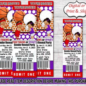 Free Throws or Spikes Ticket Invitation-basketball Ticket Invitation ...
