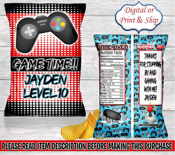 Gamer Chip Bag-gamer Birthday-gamer Party-gamer Party | Etsy