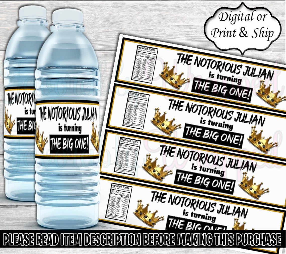 Notorious Water Label-the Notorious One Water Label-notorious - Etsy