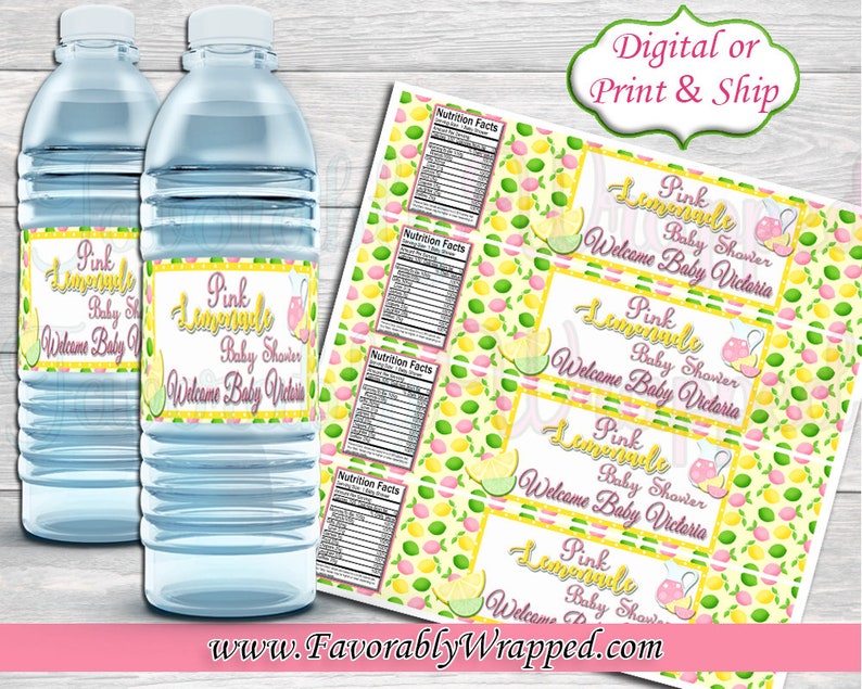 Pink Lemonade Baby Shower Water Label-lemonade Water | Etsy