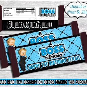 Boss Birthday Chocolate Bar Wrappers-boss Baby Shower Candy Bar Wrapper ...