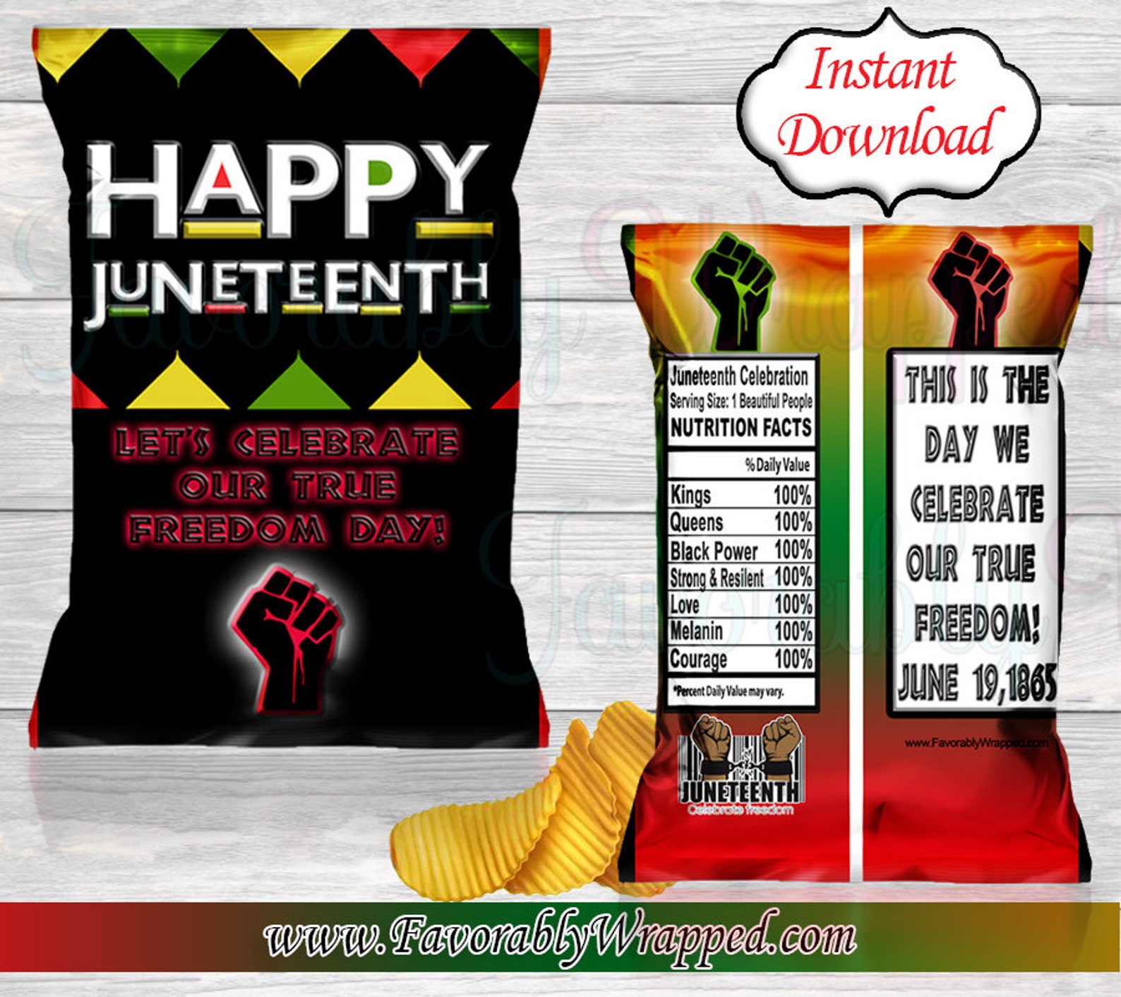 Juneteenth Chip Bags-juneteenth Treat Bags-juneteenth Favor Bags ...