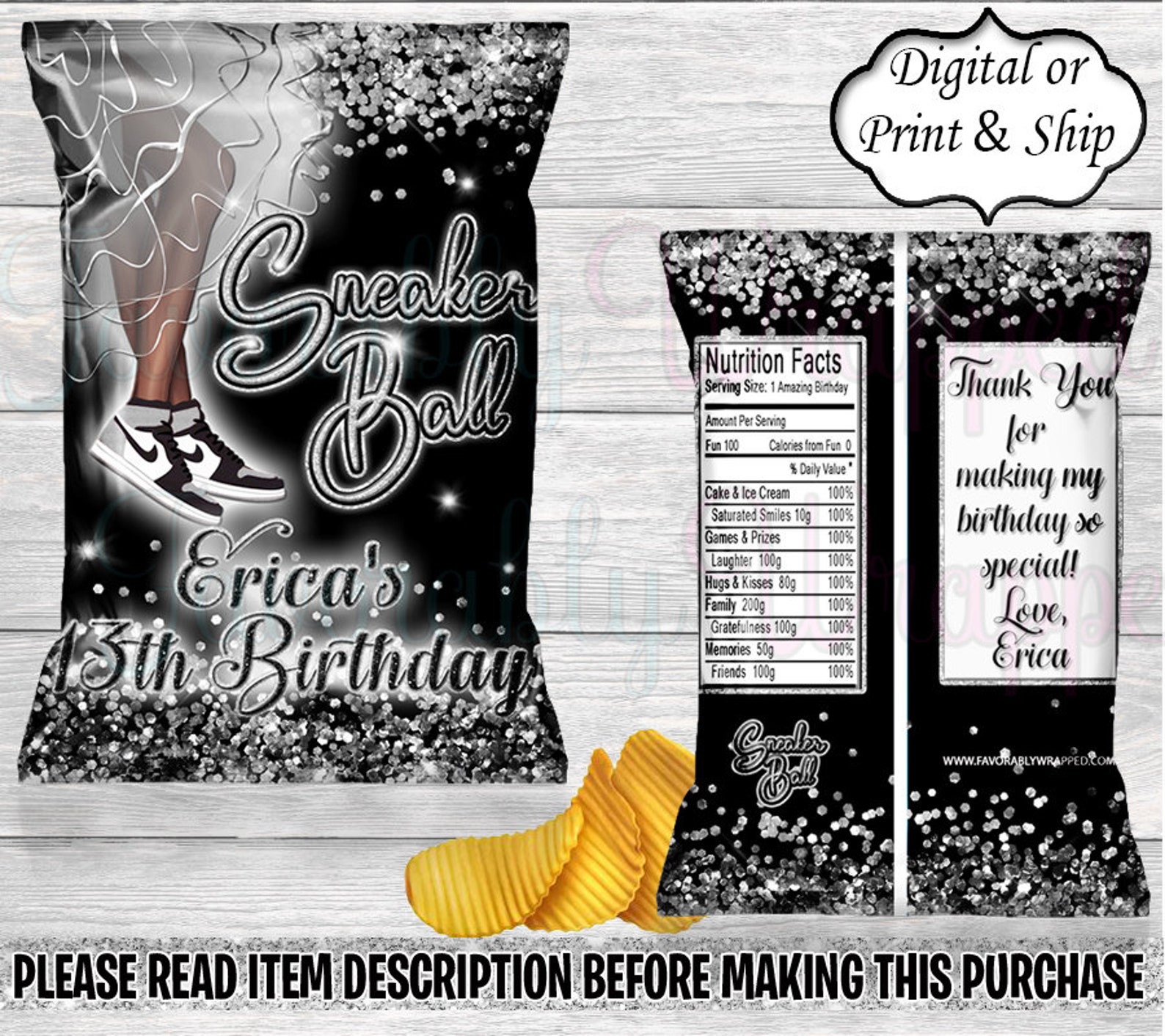 Sneaker Ball Chip Bag-sneaker Ball Birthday-sneaker Ball - Etsy