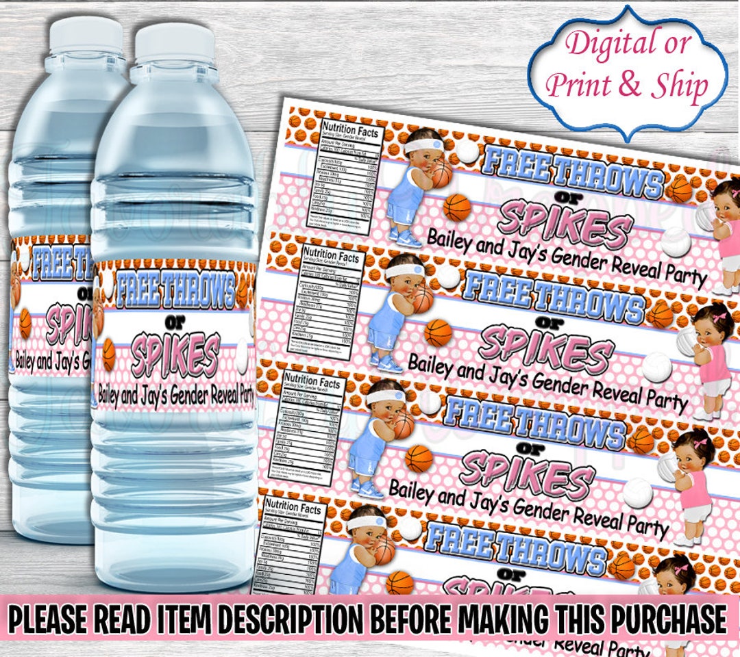 Free Throws or Spikes Water Label-basketballs or Volleyballs Water ...