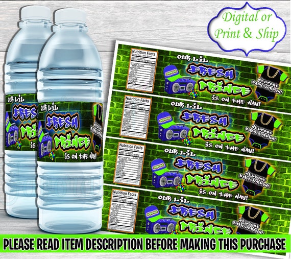 Fresh Prince Water Label-fresh Prince Baby Shower-fresh Prince - Etsy