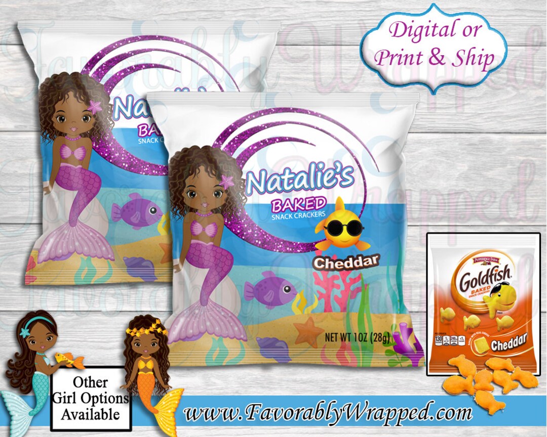 Mermaid Birthday Goldfish Cracker Wrappers-mermaid Goldfish Crackers ...