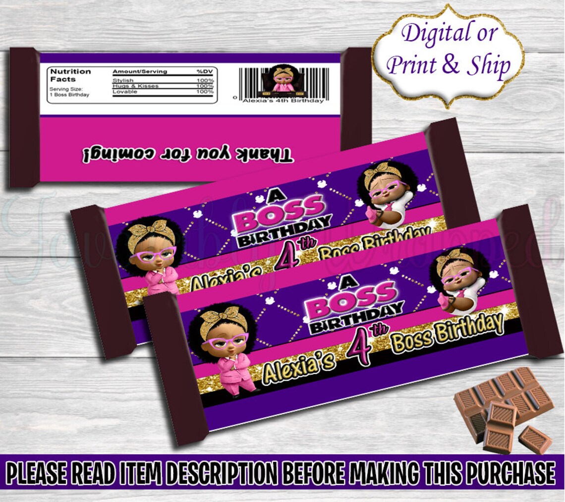 Boss Birthday Chocolate Bar Wrappers-boss Baby Shower Candy Bar Wrapper ...