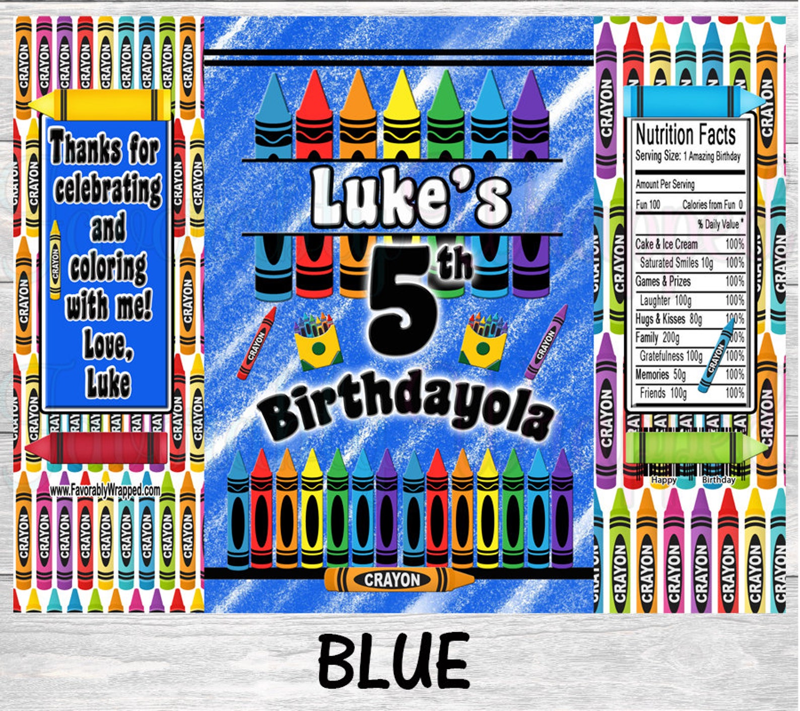 Crayon Chip Bag-crayon Birthday-art Chip Bag-art Birthday-crayon Favor ...