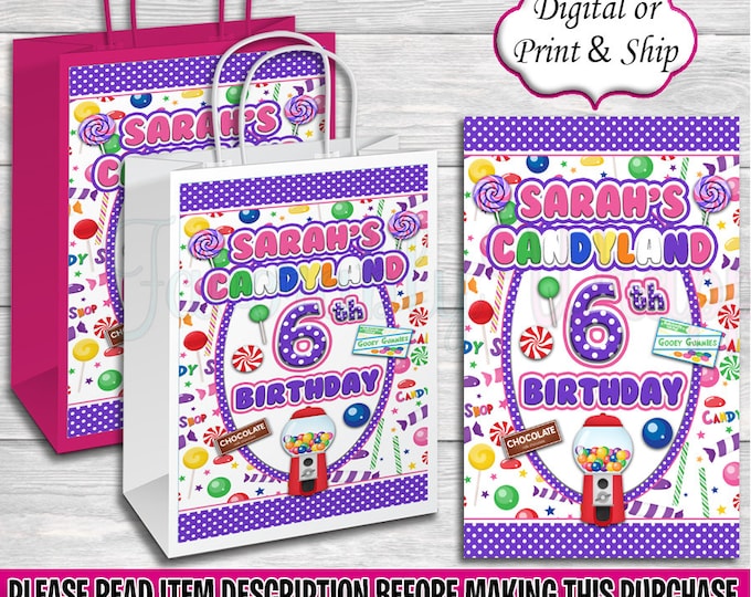 Custom Candyland Party Favor Gift Bags Personalized - Etsy