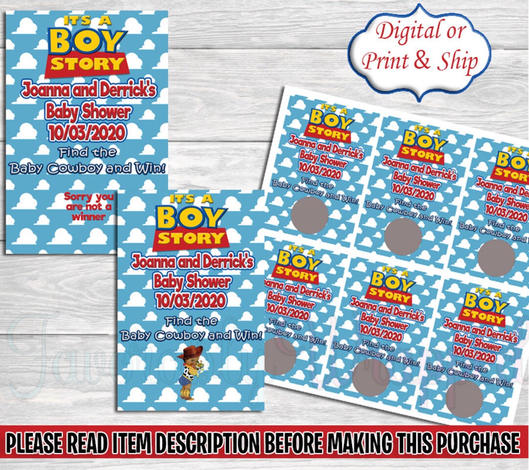 Its a Boy Story Scratch Off-toy Story Baby Shower Scratch Off-its a Boy ...