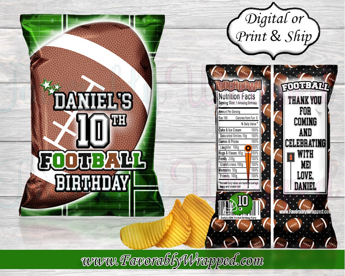 Football Chip Bag-football Birthday Chip Bag-football - Etsy