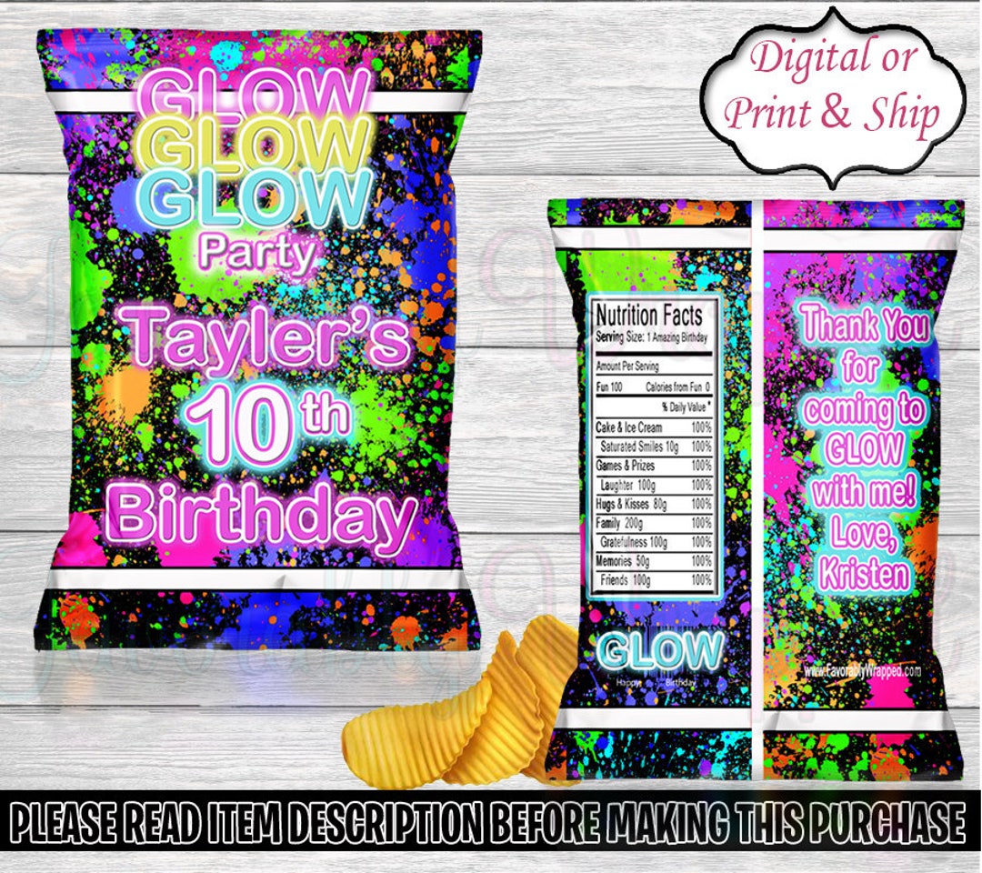 Glow Chip Bag-glow up Chip Bag-glow Treat Bag-glow Favor Bag-glow ...