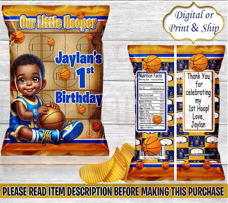 Basketball Chip Bag-basketball Birthday Chip Bag-basketball Birthday ...
