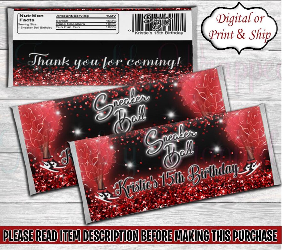 Sneaker Ball Chocolate Bar Wrapper-sneaker Ball Birthday-sneaker Ball ...