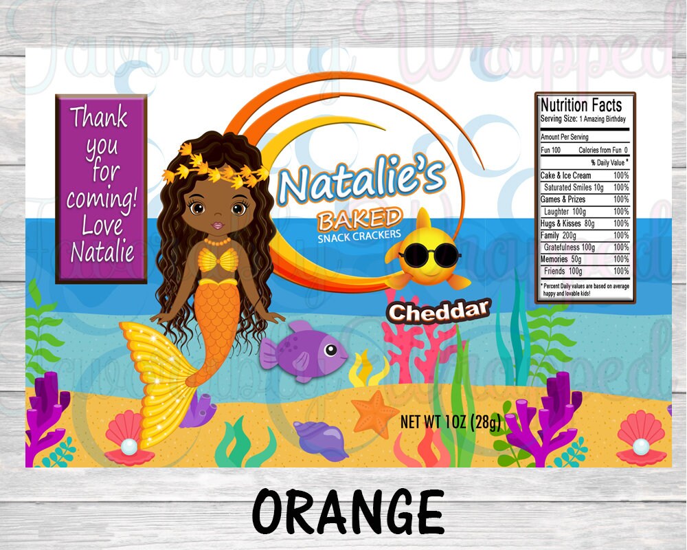 Mermaid Birthday Goldfish Cracker Wrappers-mermaid Goldfish Crackers ...