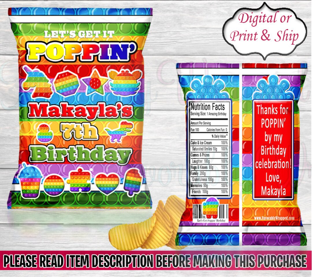 Pop It Chip Bag-pop It Birthday Chip Bag-pop It Birthday-pop It Party ...