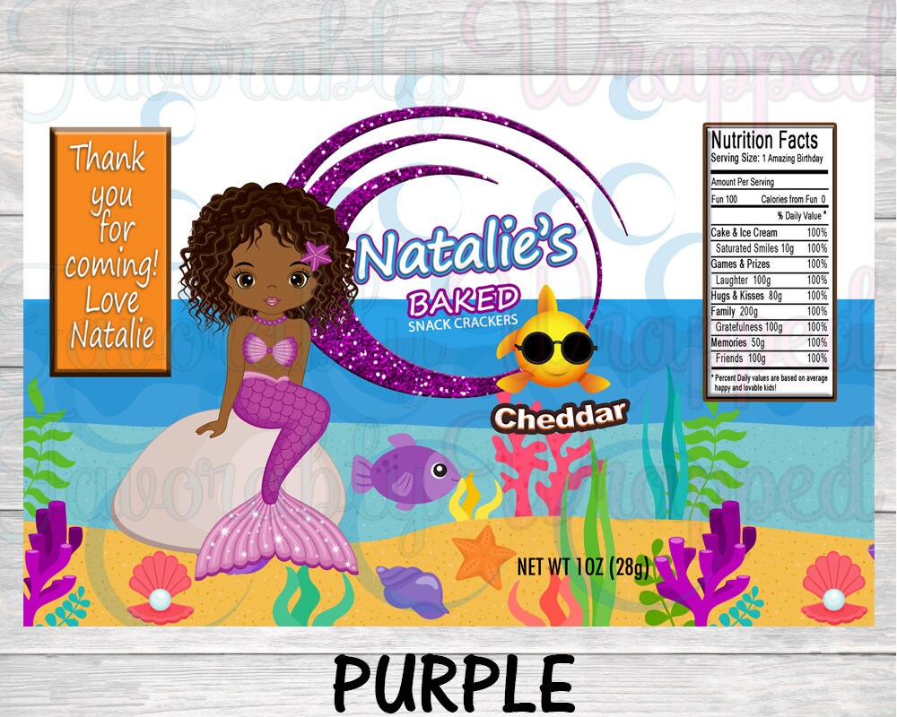 Mermaid Birthday Goldfish Cracker Wrappers-mermaid Goldfish Crackers ...