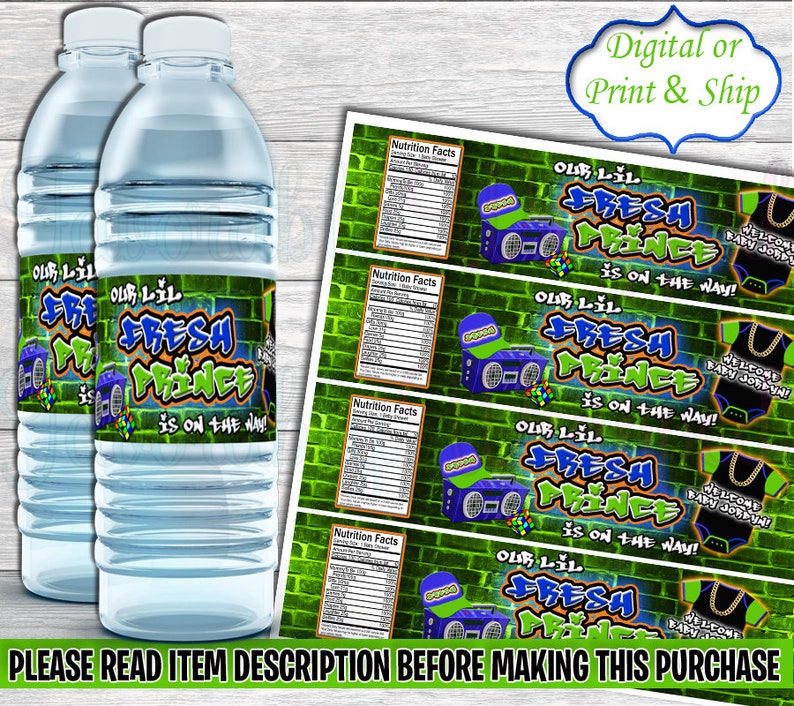 Fresh Prince Water Label-fresh Prince Baby Shower-fresh Prince - Etsy