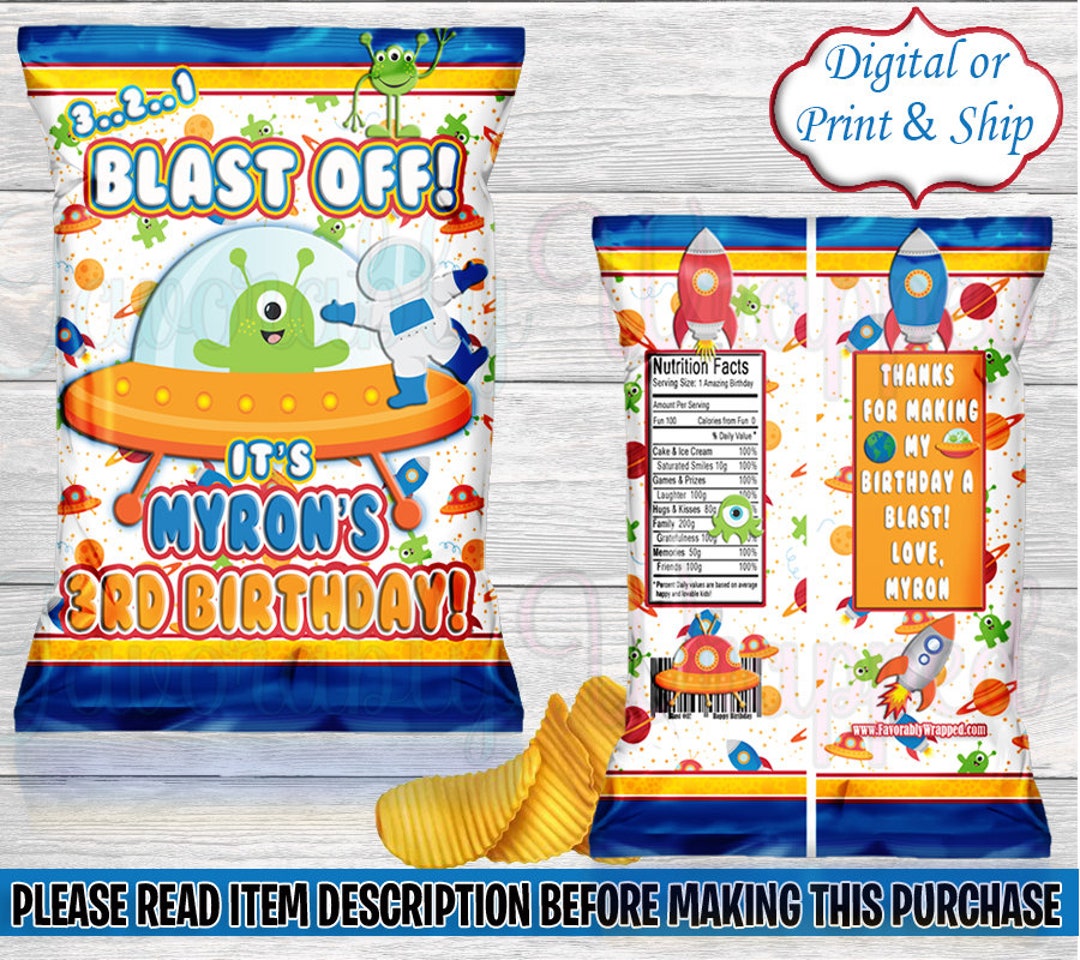 Space Chip Bag-blast off Chip Bag-space Birthday-outer Space Party ...