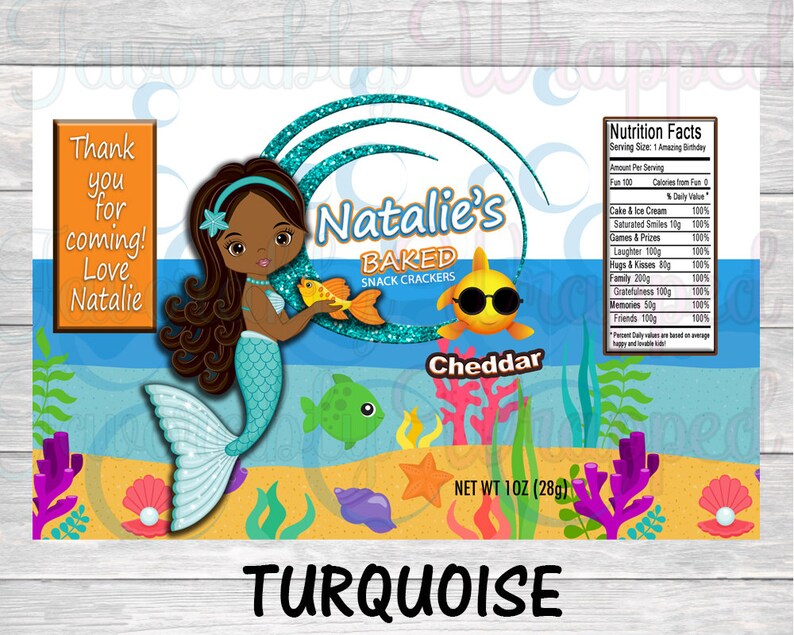 Mermaid Birthday Goldfish Cracker Wrappers-mermaid Goldfish Crackers ...