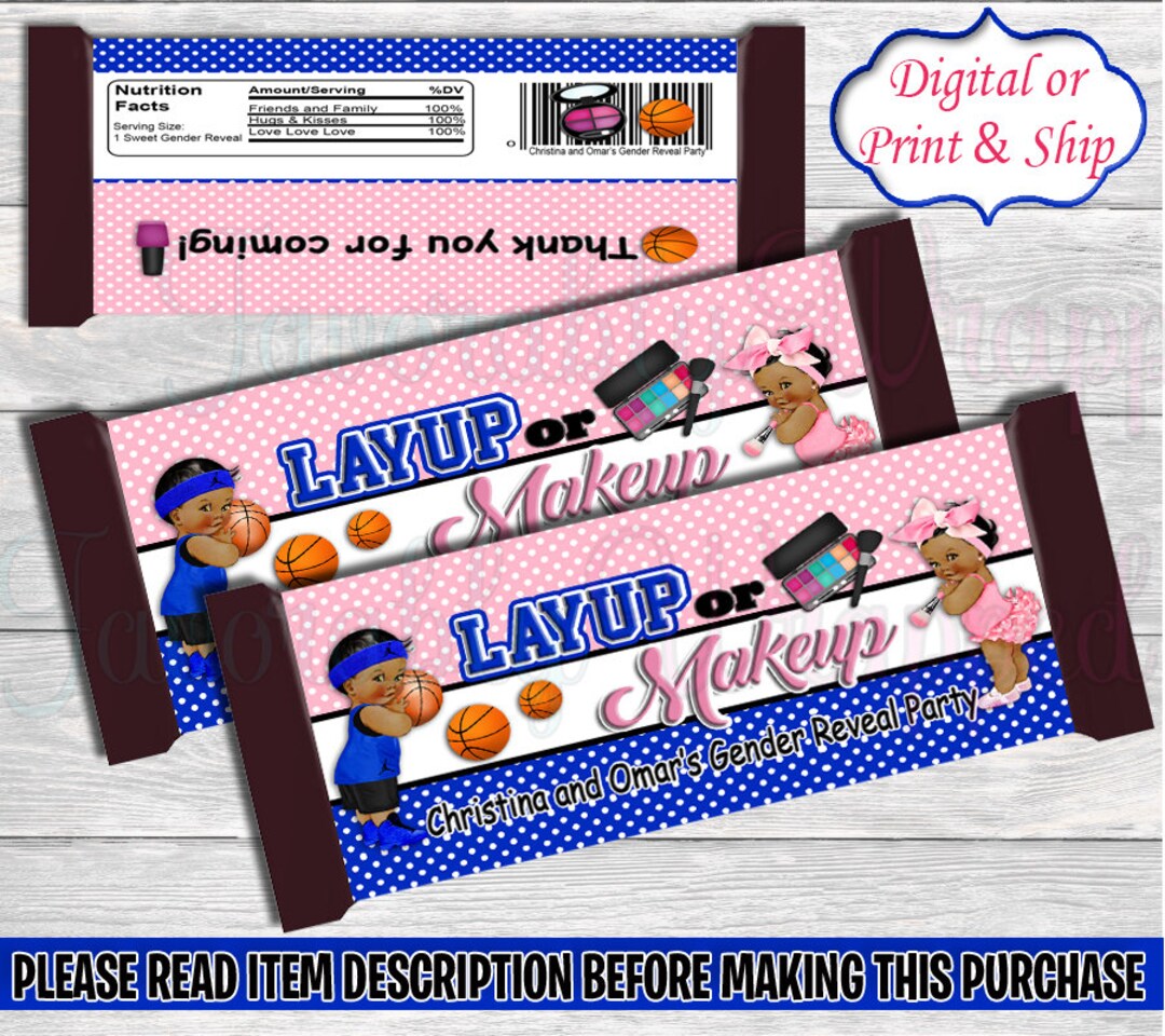 Layup or Makeup Candy Bar Wrapper-layup or Makeup Gender Reveal-layup ...