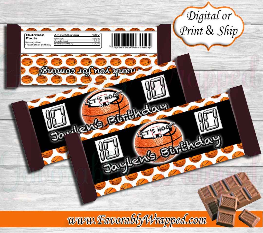 Basketball Chocolate Bar Wrapper-candy Bar Wrapper-basketball Birthday ...