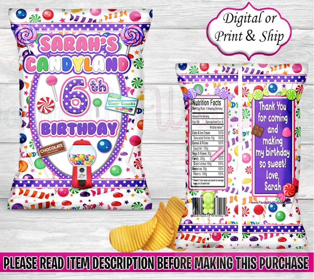 Candyland Chip Bag-candyland Birthday-candyland Party-candyland Party ...