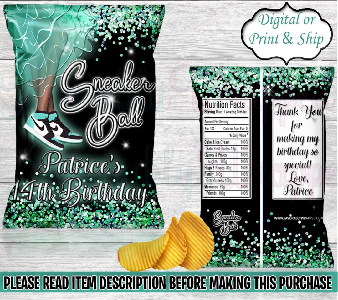 Sneaker Ball Chip Bag-sneaker Ball Birthday-sneaker Ball Party-sneaker ...