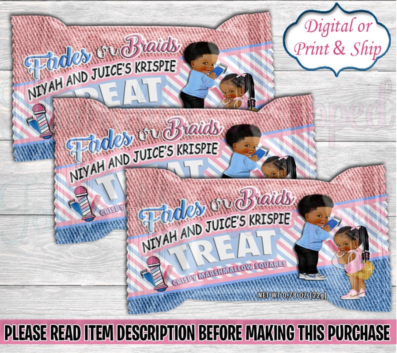 Fades or Braids Rice Krispie Treat-fades or Braids Gender Reveal-barber ...