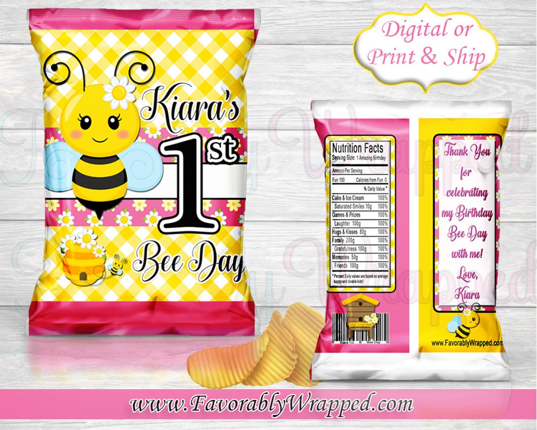 Bee Day Birthday Chip Bag-bumble Bee Chip Bag-bee Day-favor Bag-chip ...